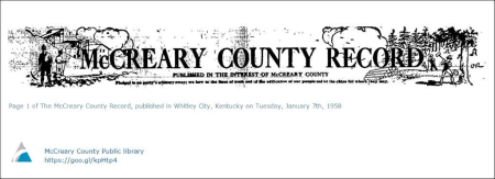 A Community Archive of McCreary County Public library :: About Us